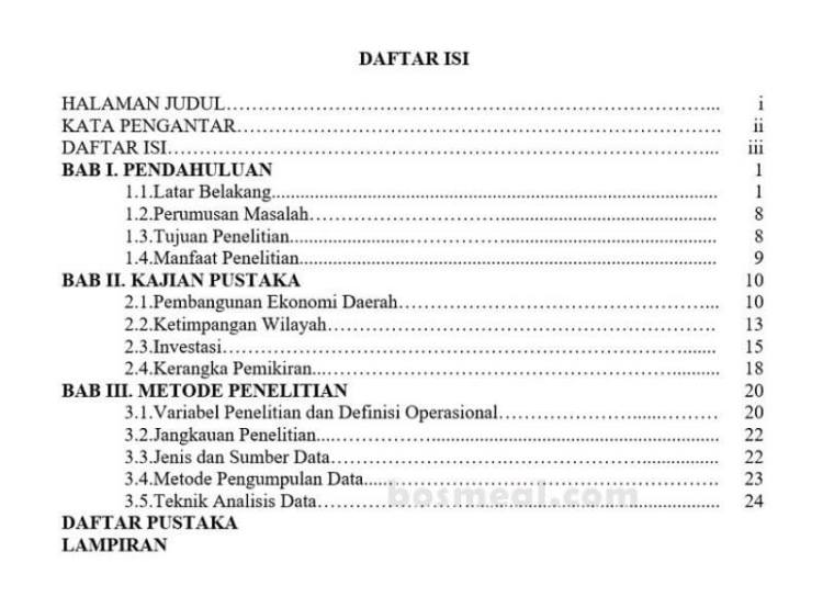 Contoh Daftar Isi Makalah Proposal Skripsi And Laporan Yang Benar