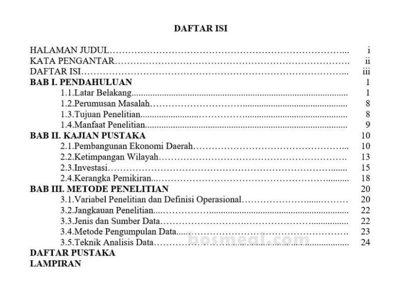 Contoh Daftar Isi Makalah Proposal Skripsi And Laporan Yang Benar