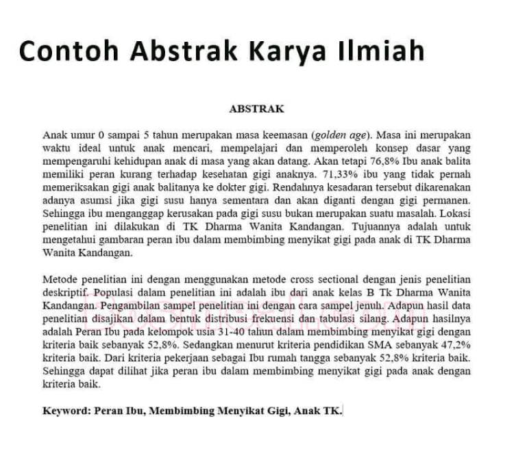 8 Contoh Abstrak Skripsi Karya Ilmiah Jurnal Penelitian And Tesis