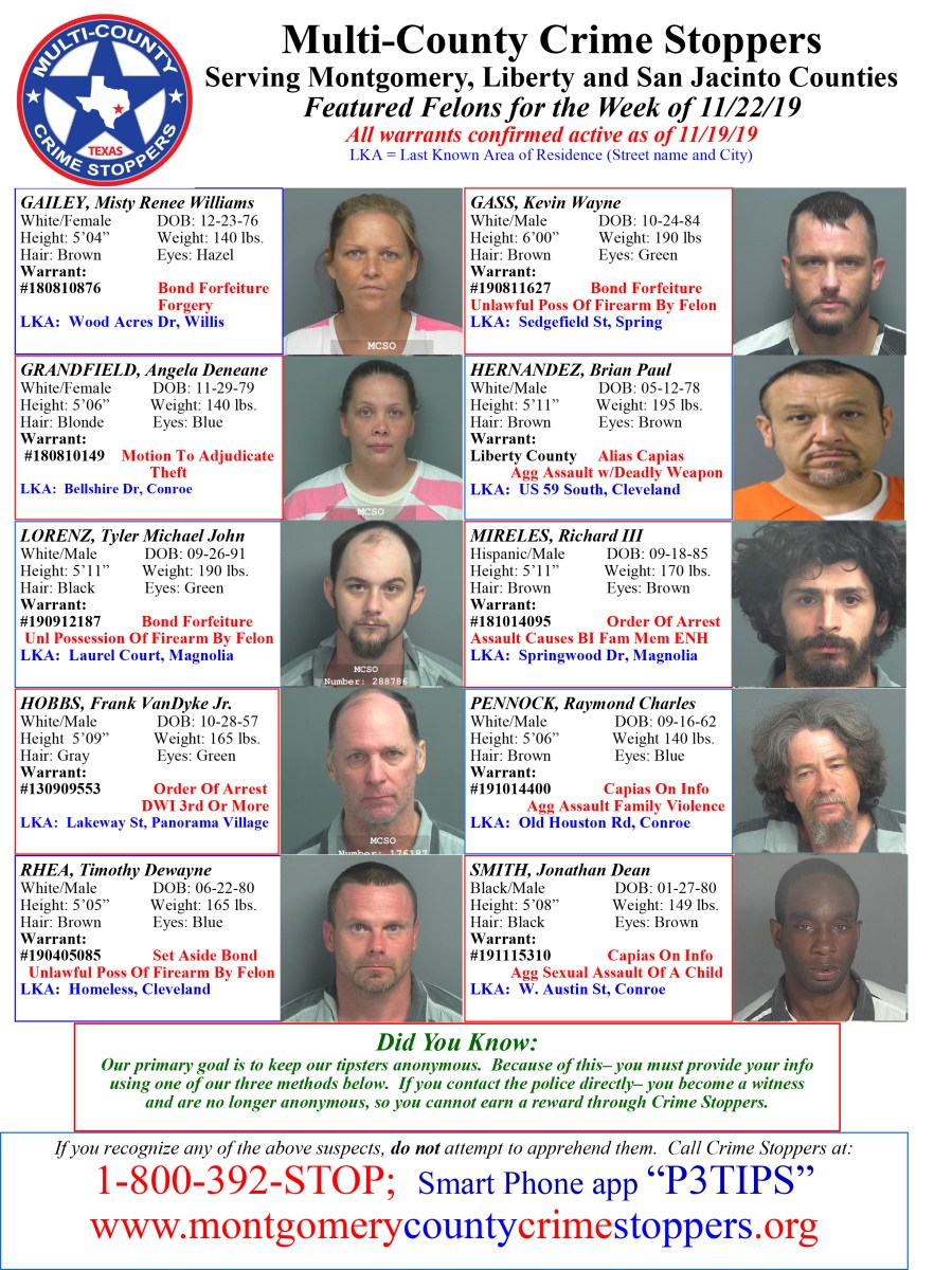 Crime Stoppers Releases This Weeks Featured Felons List Bluebonnet News