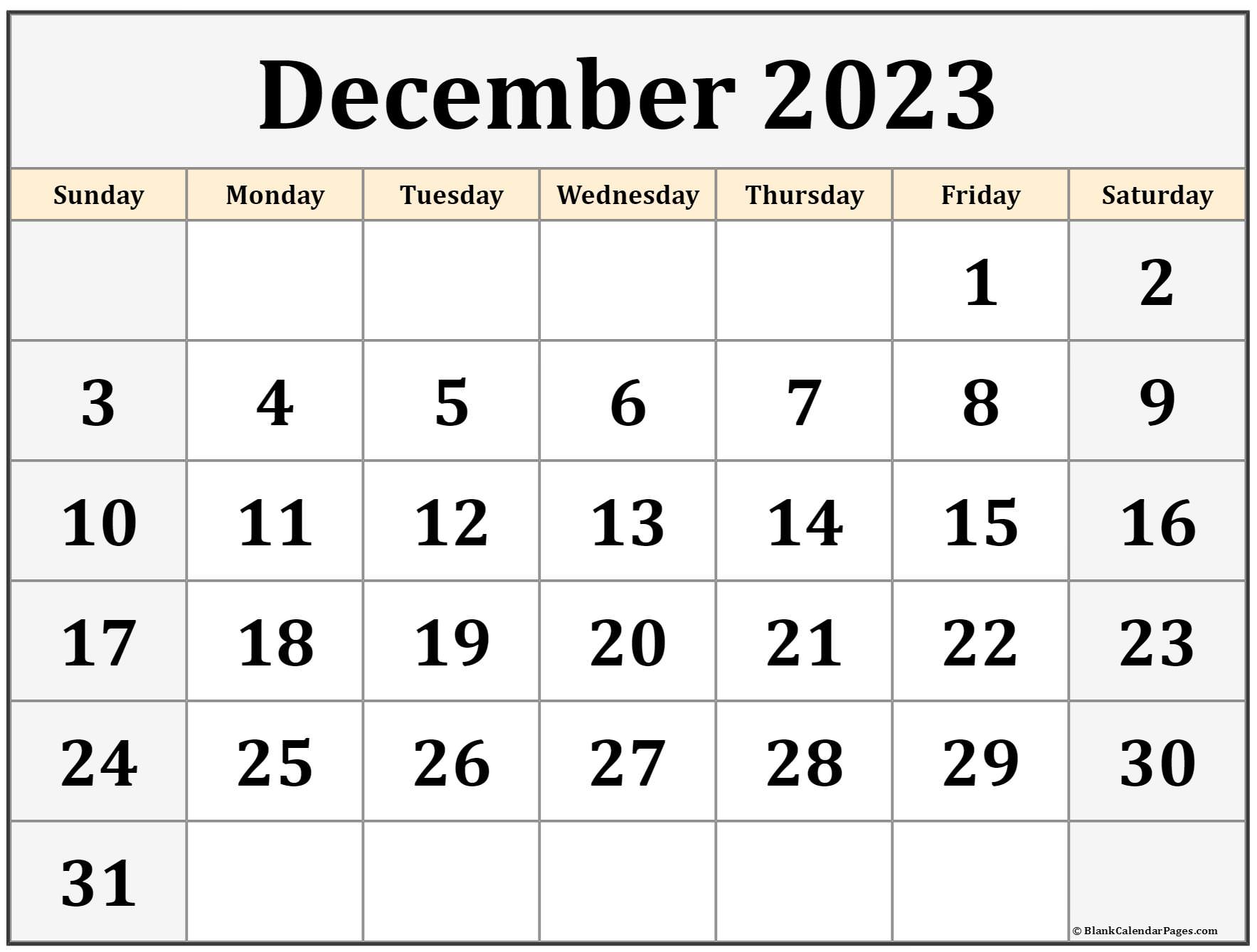 December 2023 Calendar Free Printable Calendar December 2023 Calendar