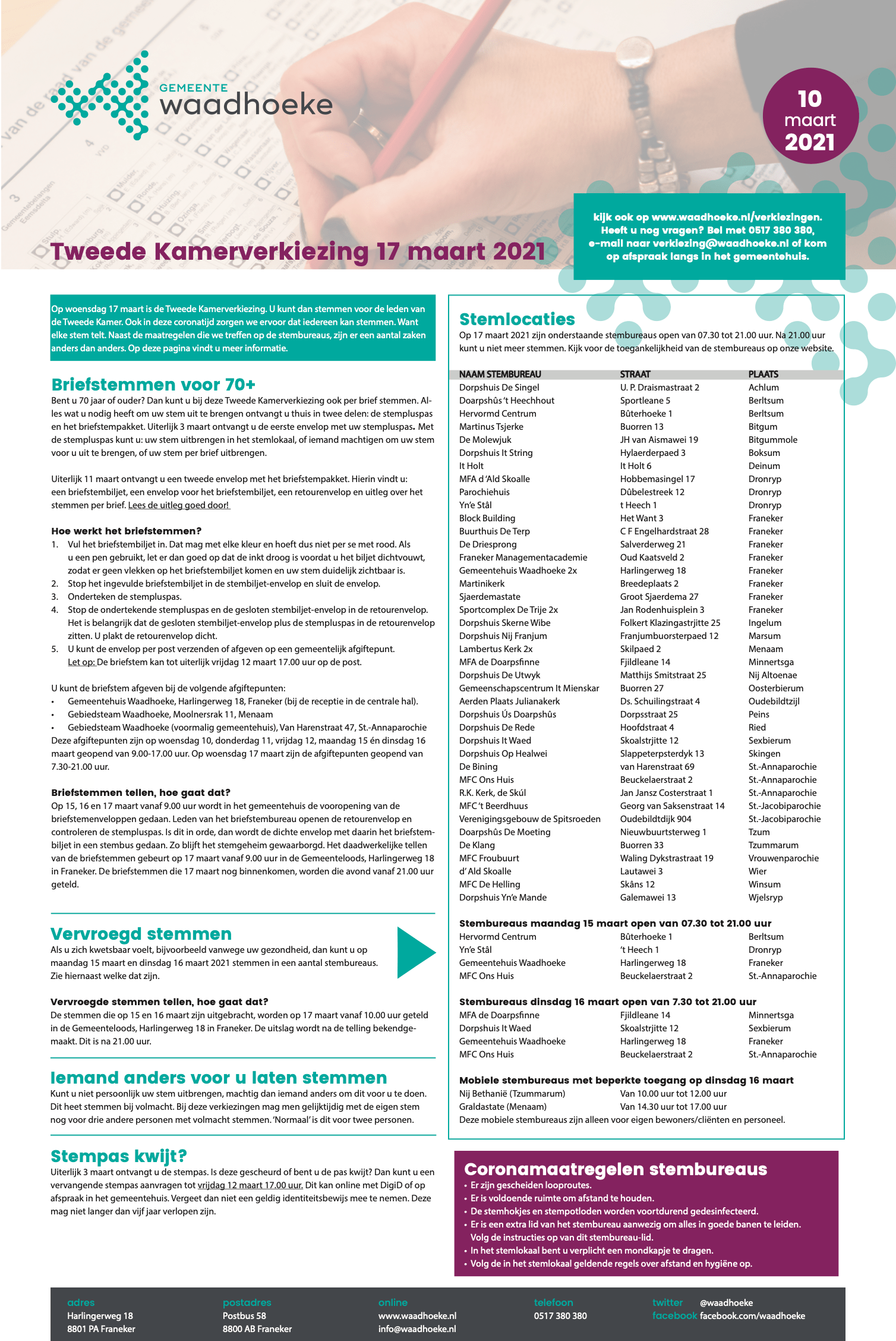 Informatie Over De Tweede Kamerverkiezingen 2021 Blessum