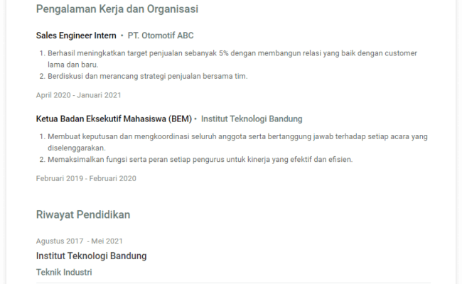 Contoh Cv Menarik Hrd 12 Contoh Deskripsi Diri Cv Yan