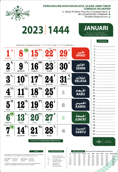 Kalender Islam Nu Tahun 2023 Versi Pdf Alhabibs Blog