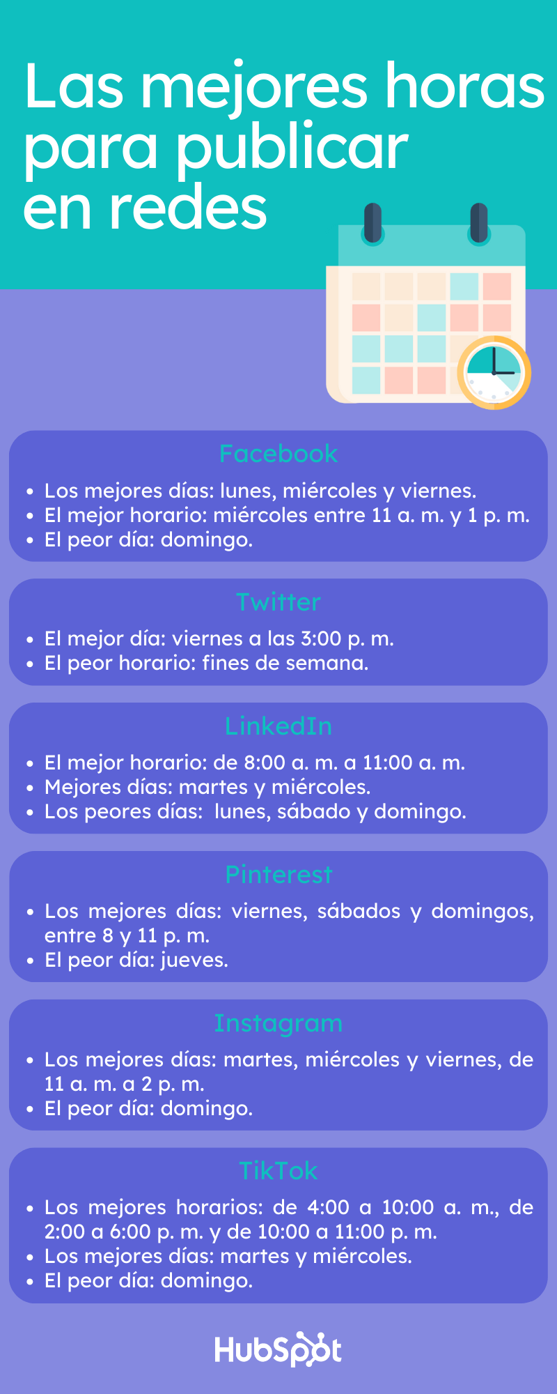 Los Mejores Días Y Horas Para Publicar En Redes Sociales Infografía