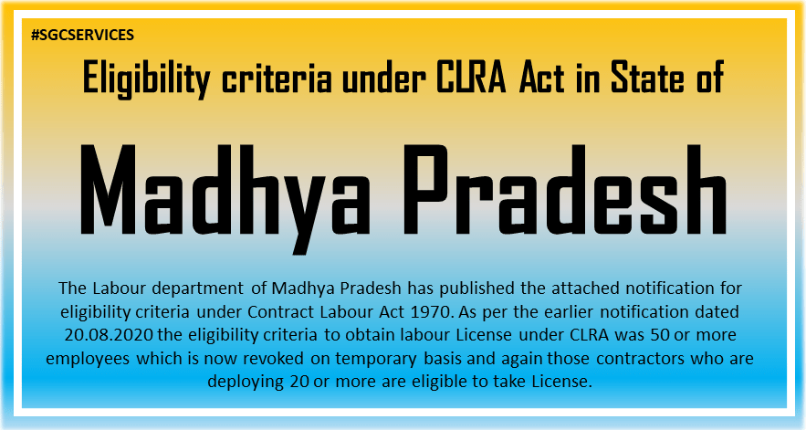 Eligibility Criteria Under Clra Act In State Of Madhya Pradesh Sgc