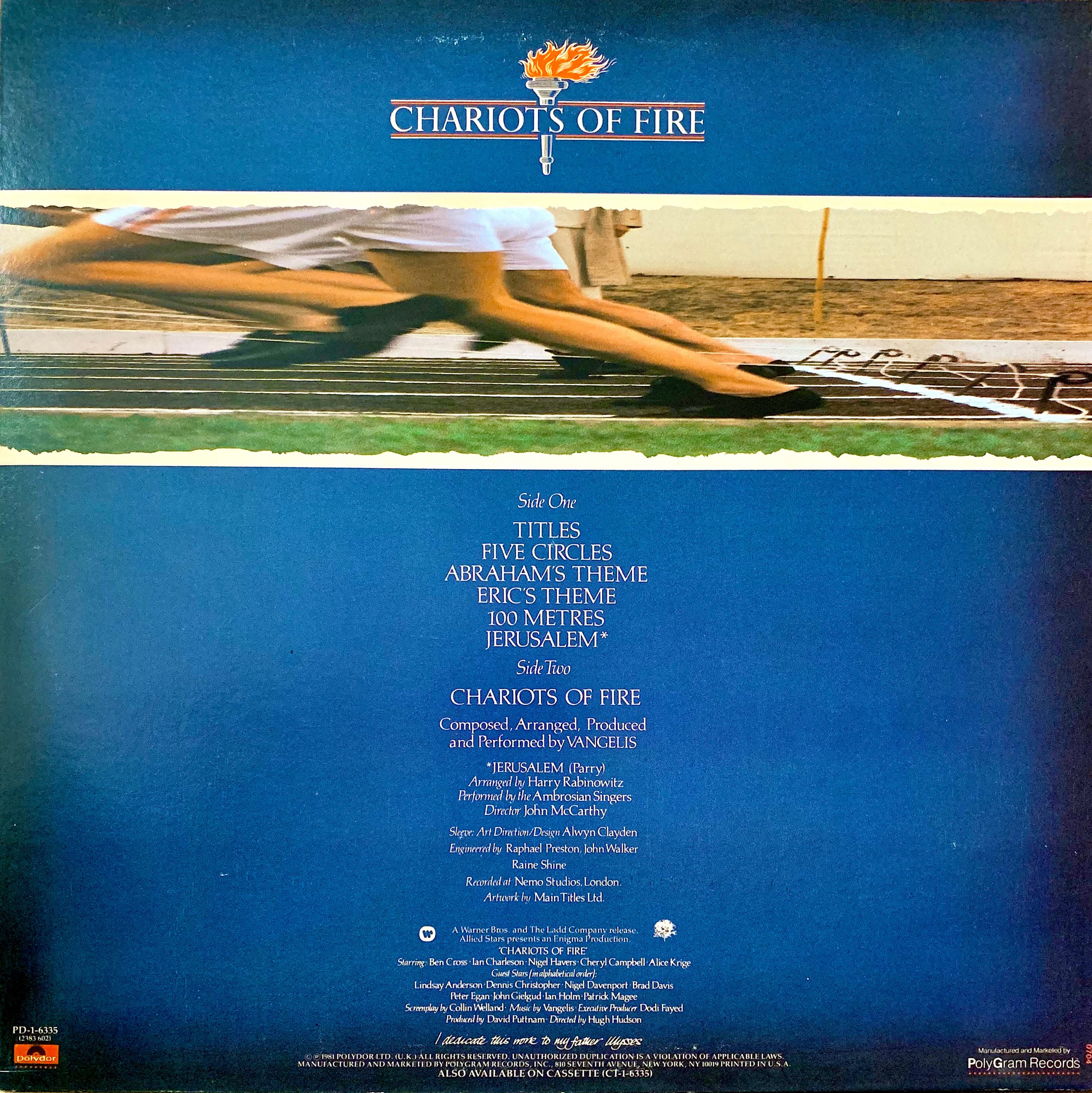 Chariots Of Fire Original Soundtrack Music By Vangelis 1981 Vinyl Very