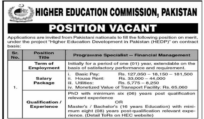 Hec Jobs 2023 In Pakistan Higher Education Commission Jobs