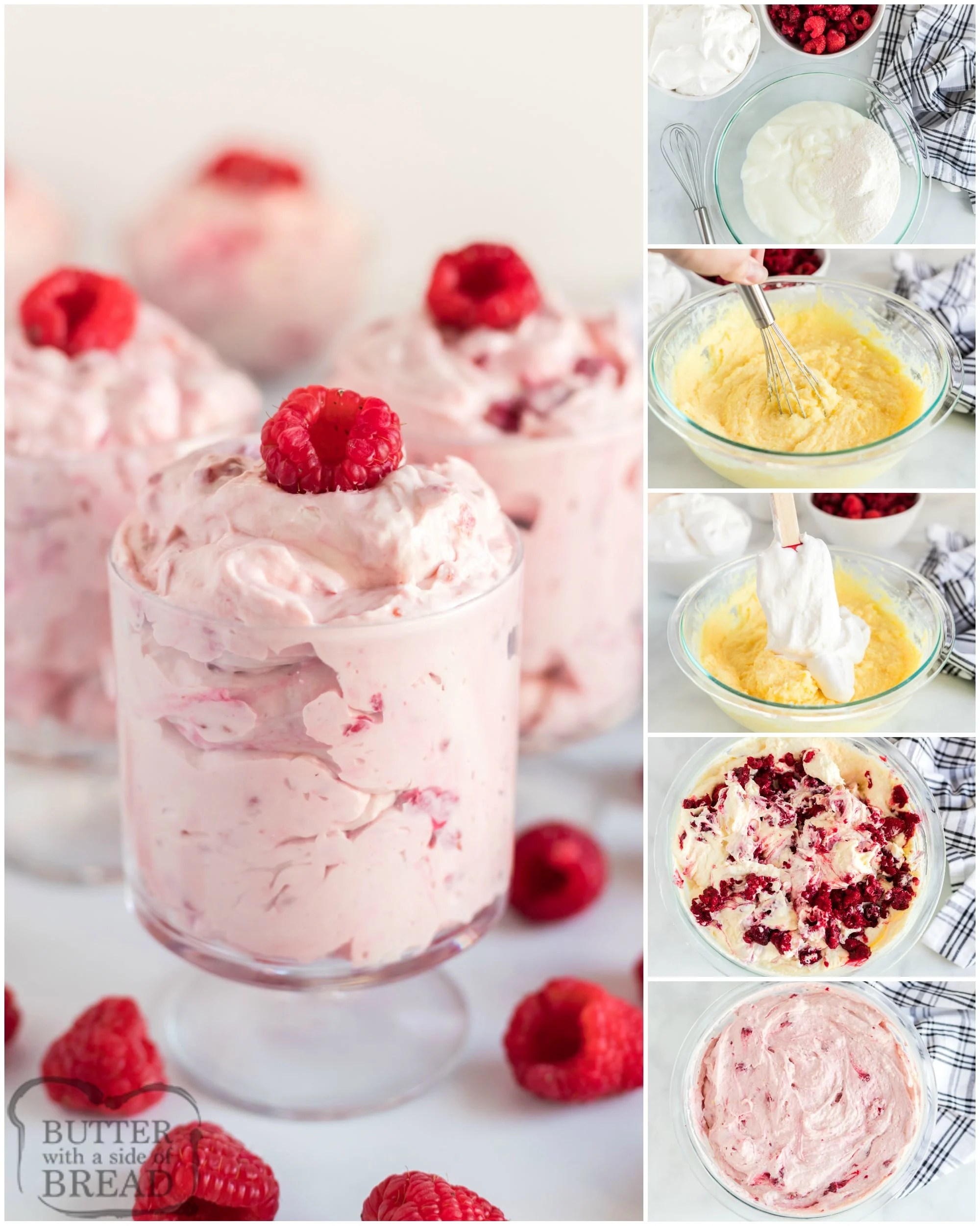 Raspberry Vanilla Jello Salad Butter With A Side Of Bread