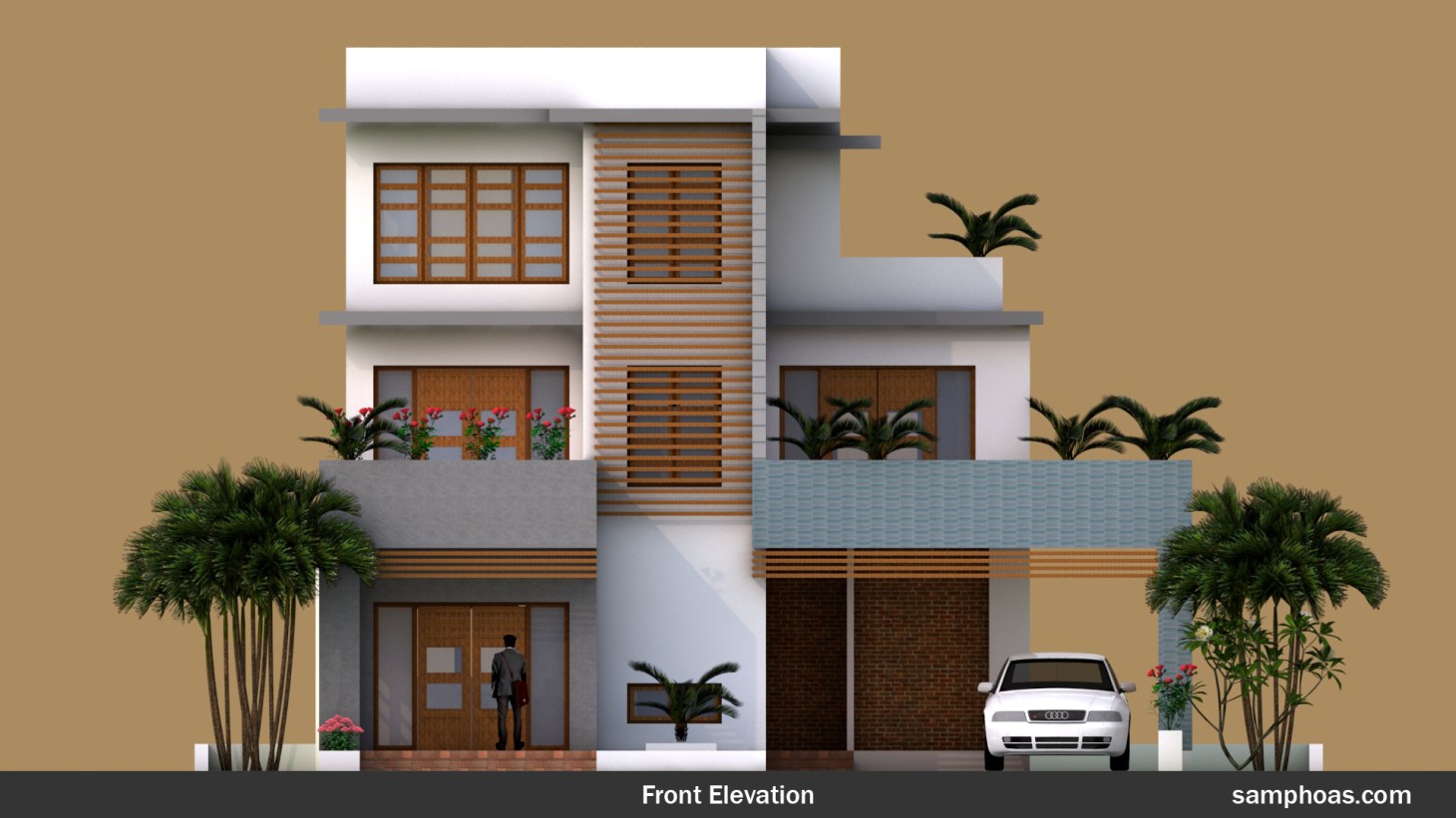 Sketchup Modern 4 Bedrooms Home Plan 11x12m Samphoascom