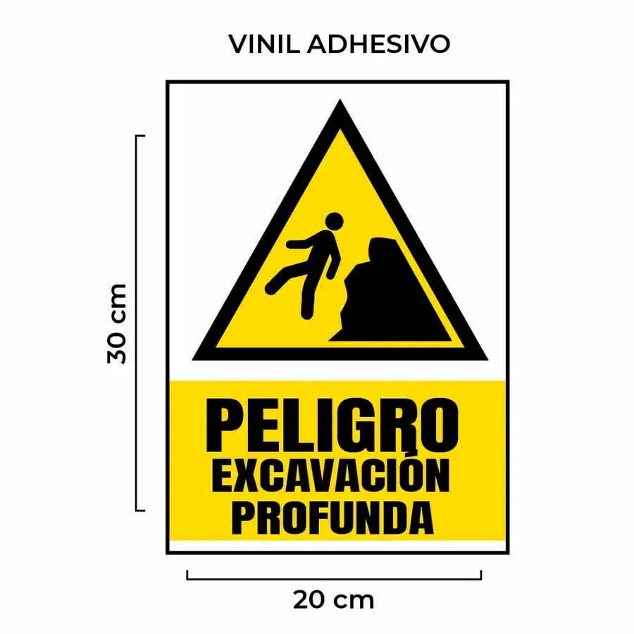 Señal Peligro Excavación Profunda Vinil Adhesivo Nacional