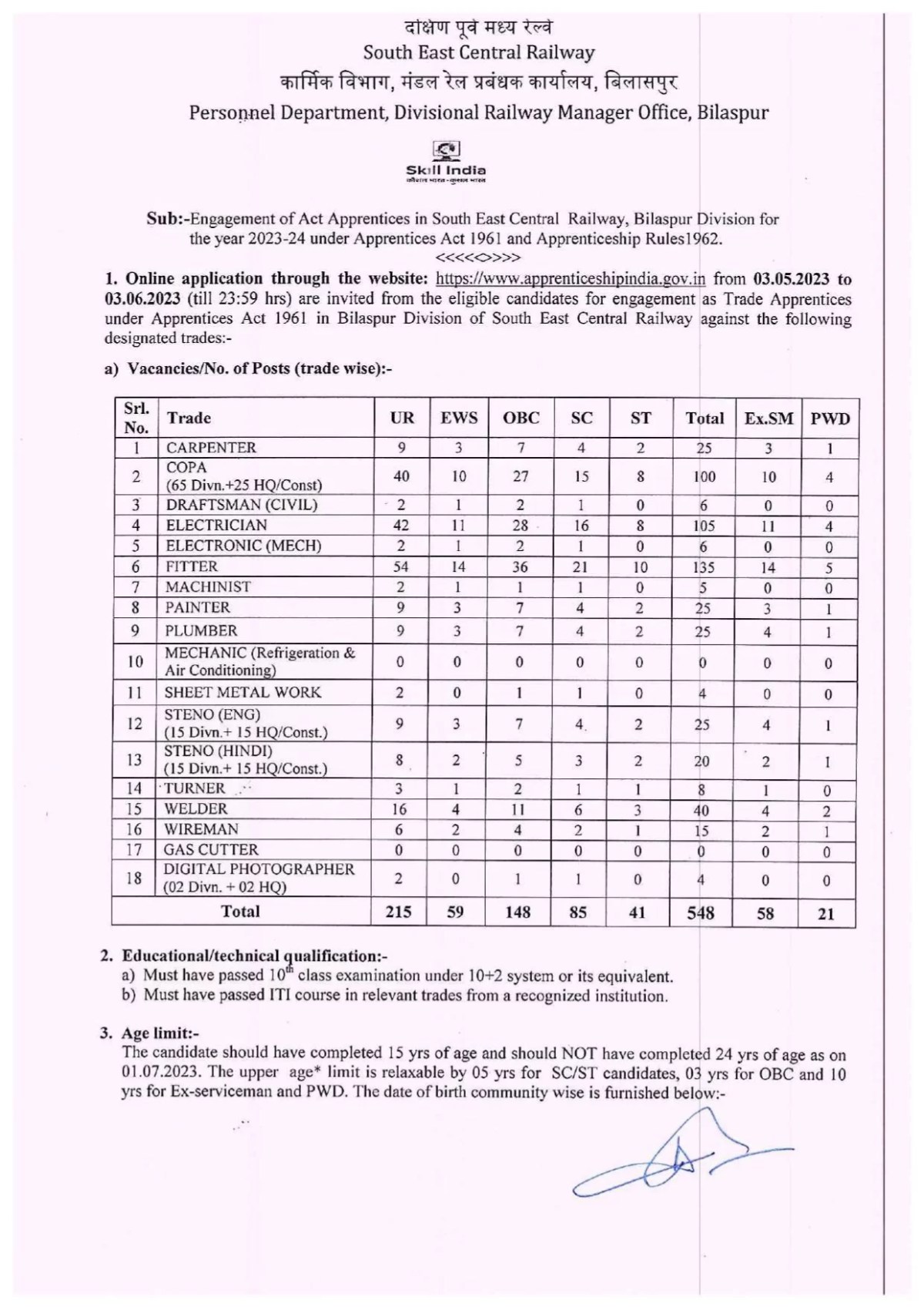 Secr Recruitment 2023 Apply For Railway Secr Apprentices Recruitment