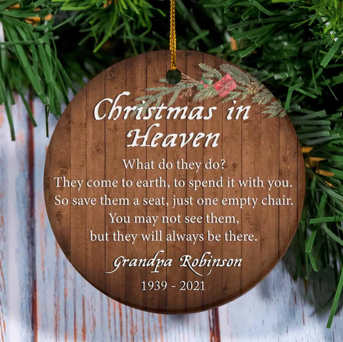 Personalized Christmas In Heaven Ornament Christmas Memorial Ornament