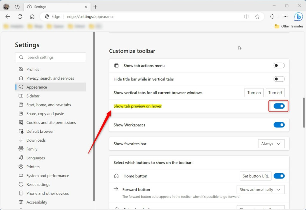 How To Turn On Or Off Show Tab Preview On Hover In Microsoft Edge