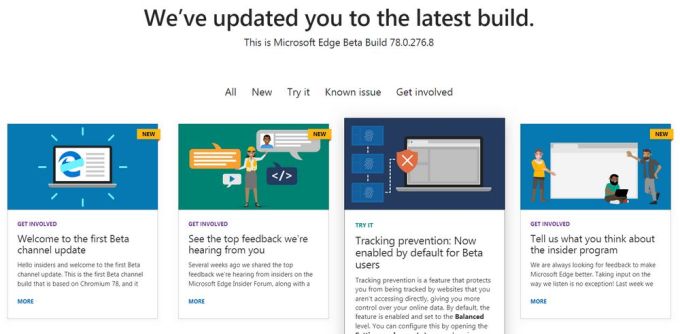 Edge Basado En Chromium Lanzan La Primera Actualización De La Beta