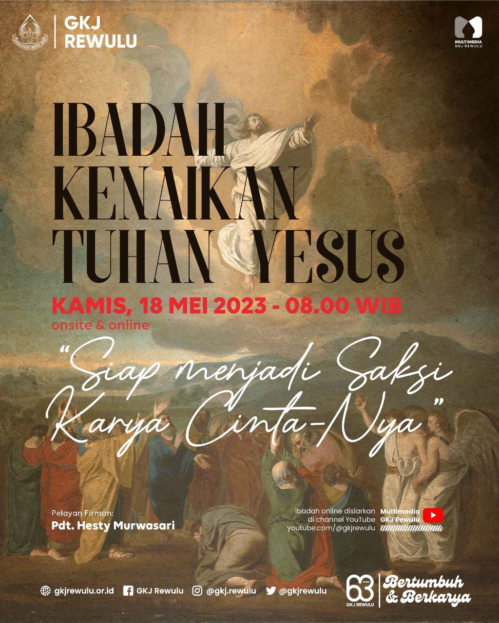 Ibadah Kenaikan Tuhan Yesus 18 Mei 2023 Gkj Rewulu