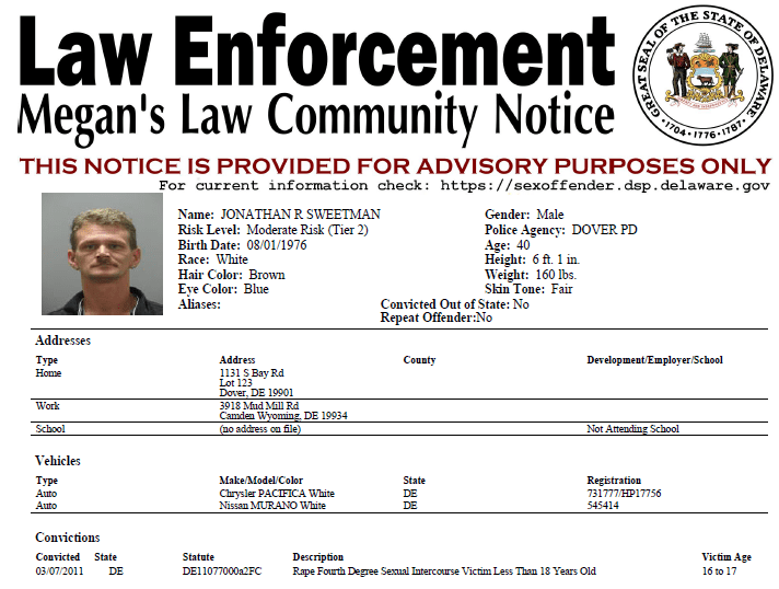 Megans Law Sex Offender Notification 4 4 17 City Of Dover Police