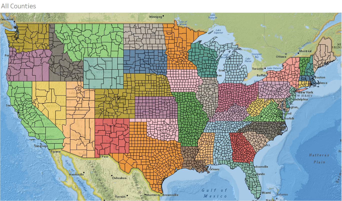 United States Counties Map