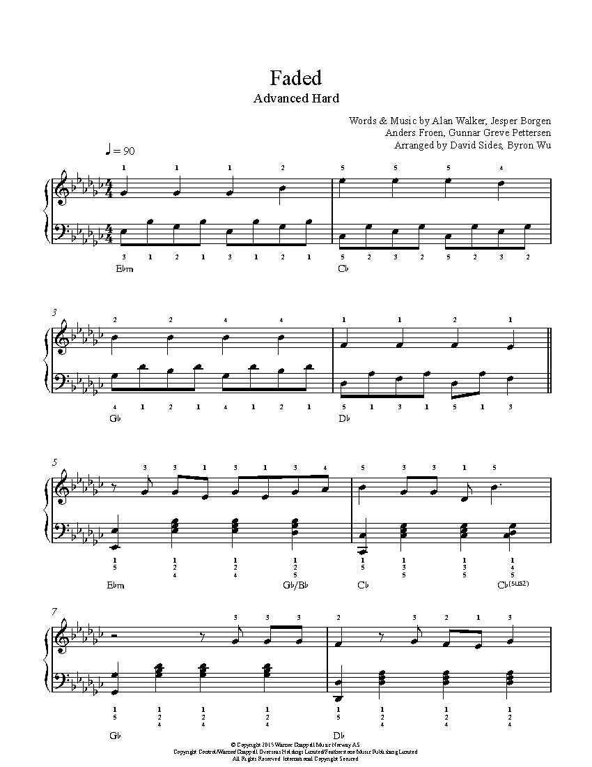 Easy Faded Noten Klavier Faded Sheet Music For Piano Download Free In