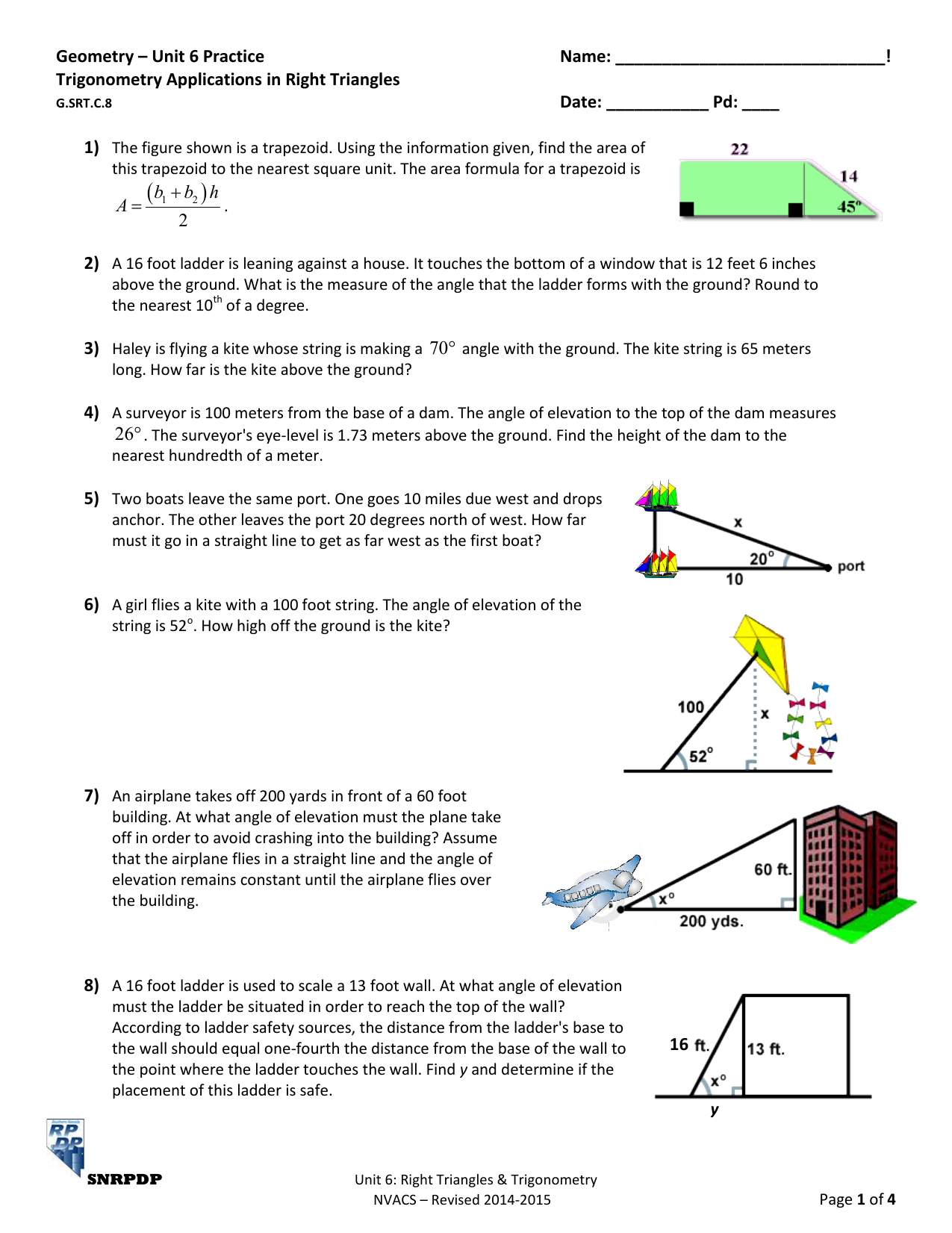 Practice Worksheet Right Triangle Trigonometry Answers Db Excelcom