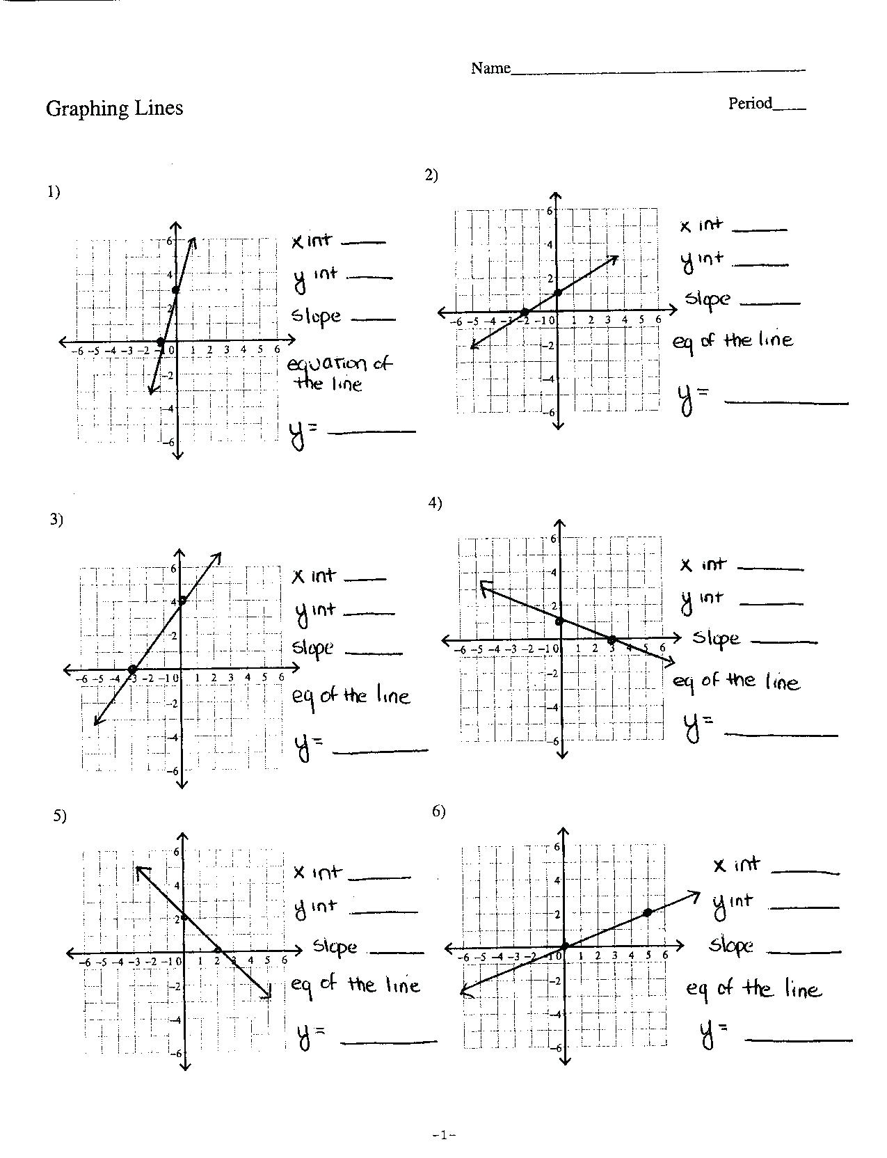 Graphing Linear Equations Worksheet Answer Key Equations Worksheets