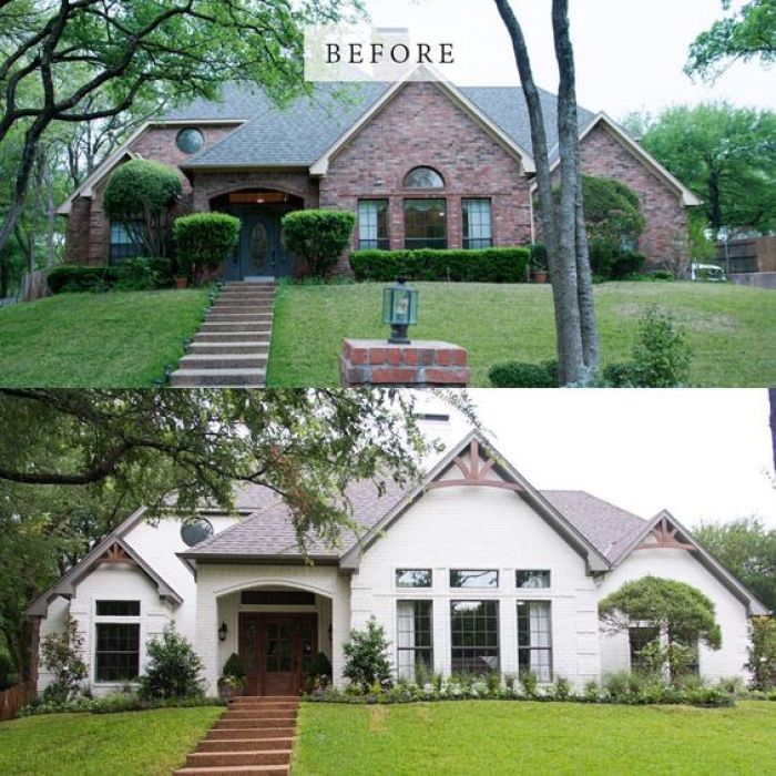 White Painted Brick House Before And After Warehouse Of Ideas