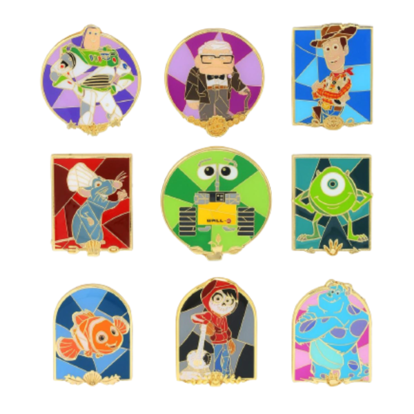 Loungefly Disney Pixar Character Stain Glass Blind Box Pins Derwin