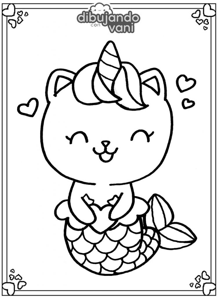 View 25 Unicornios Imprimir Gatito Dibujos Kawaii Para Colorear