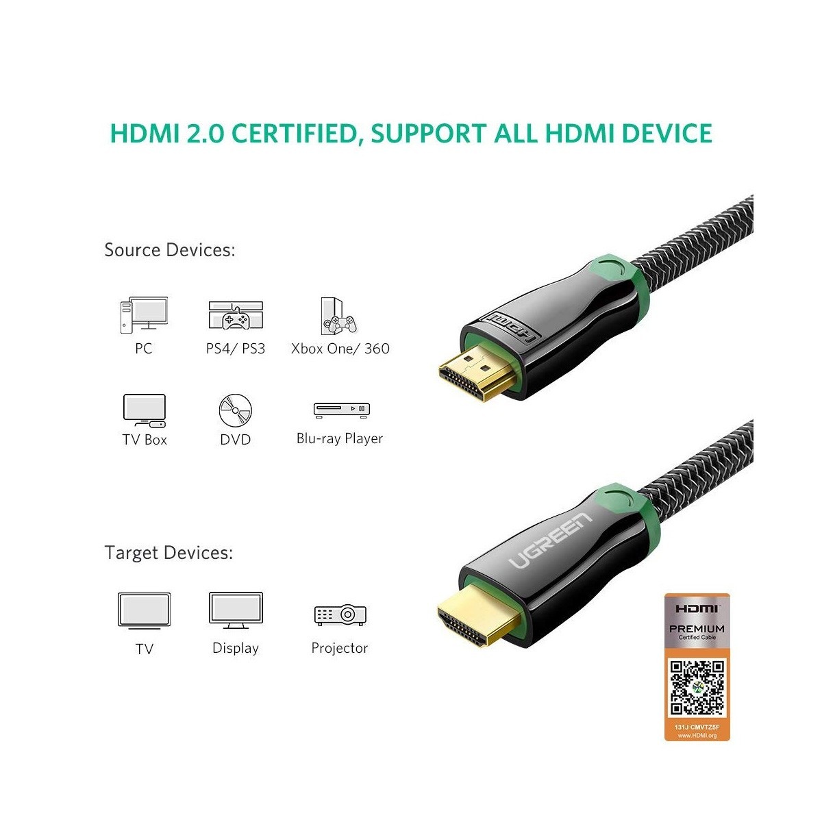 Ugreen Hdmi Male To Male 3 Meter Black Cable Digital Bridge