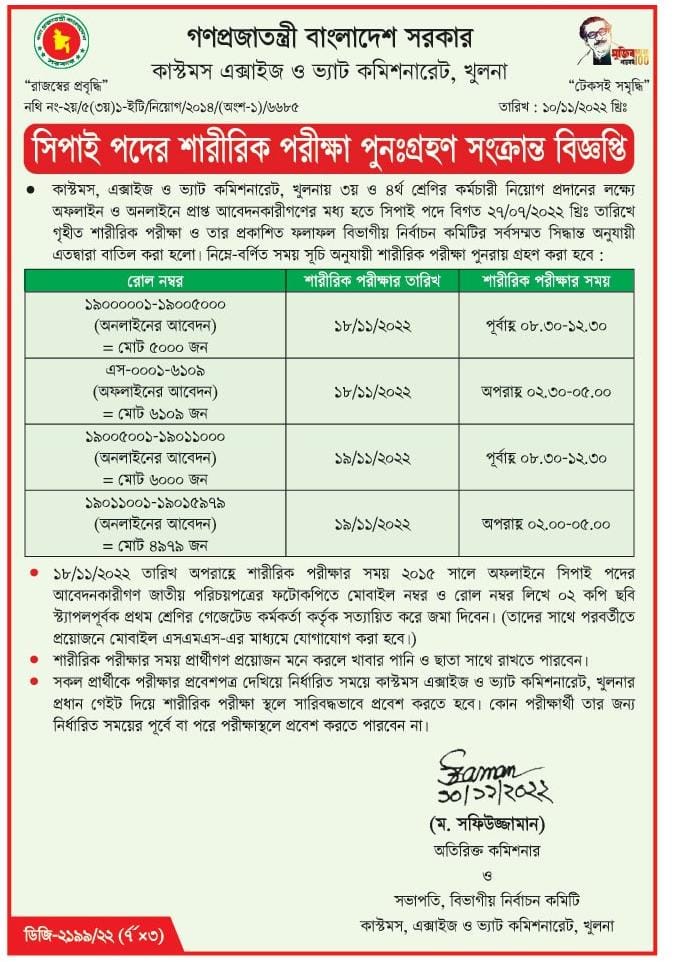 Bangladesh Customs Job Circular And Result 2023 Eduresultbd