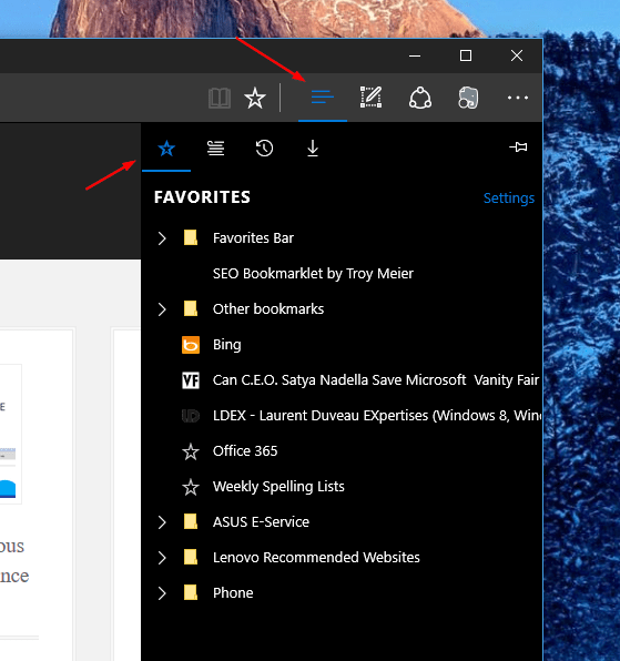 Microsoft Edge Quick Tip How To Show Or Hide Bookmarkfavorite Bar