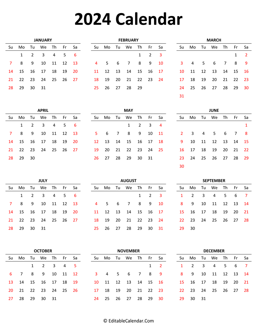 2024 Calendar Templates And Images 2024 Calendar Free Printable Word