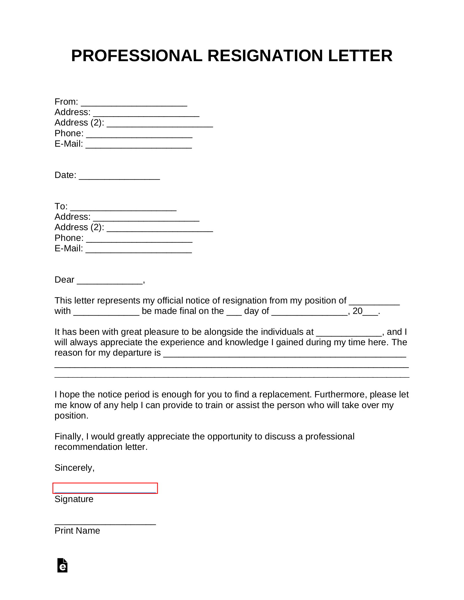 Free Resignation Letters Templates 12 Word Pdf Eforms