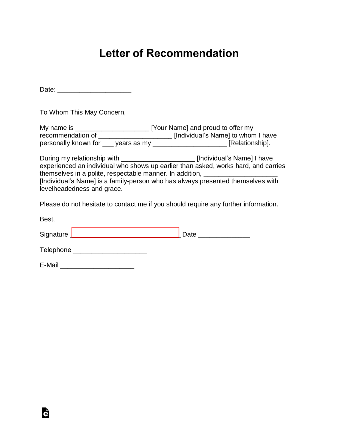 Free Letter Of Recommendation Templates 22 Pdf Word Eforms