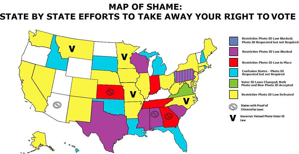 Voter Id States Map