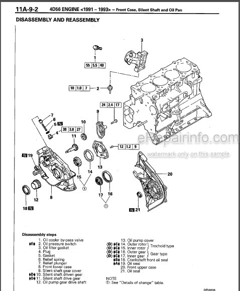 Mitsubishi 4d56 Engine 1991 And Subsequent Workshop Manual Pwee9067 G