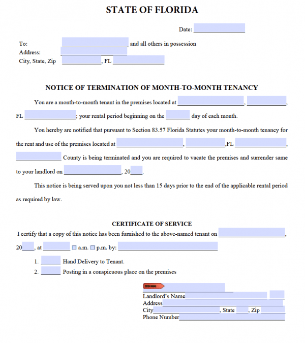 3 Day Eviction Notice Florida Template Tutoreorg Master Of Documents