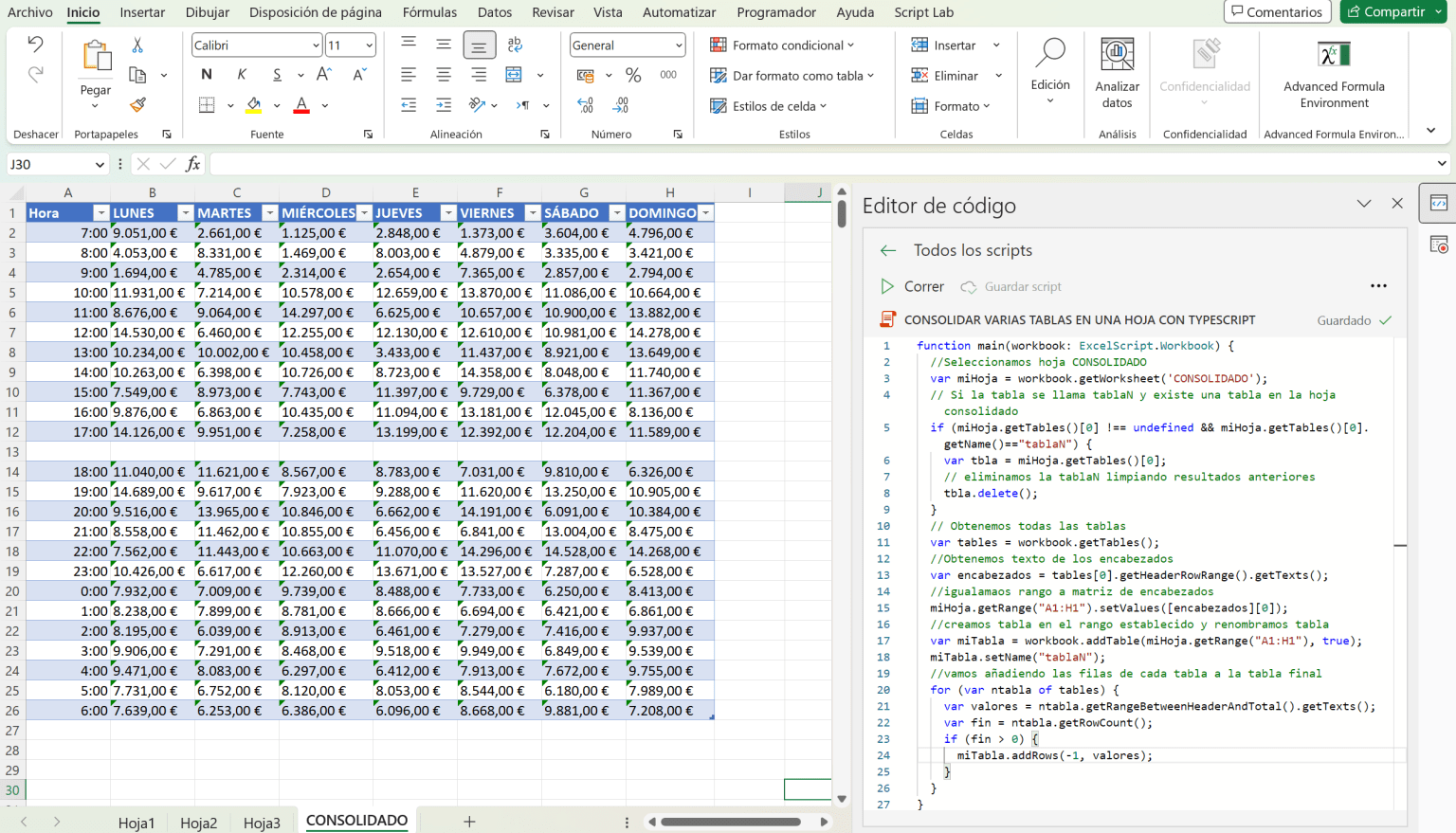 Consolidar Varias Tablas En Una Hoja Con Typescript Excel Signum