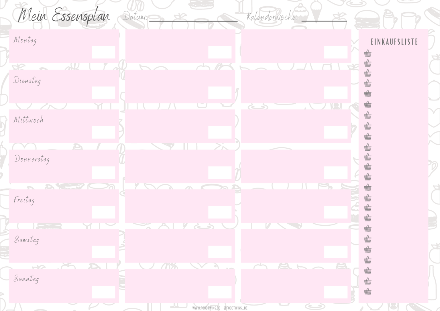 Essensplan Vorlage Essensplan Vorlage Zum Downloaden And Ausdrucken