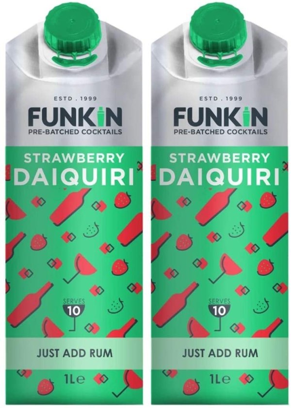 Funkin Strawberry Daiquiri Cocktail Mixer 1 Litre Carton X 2 Pack