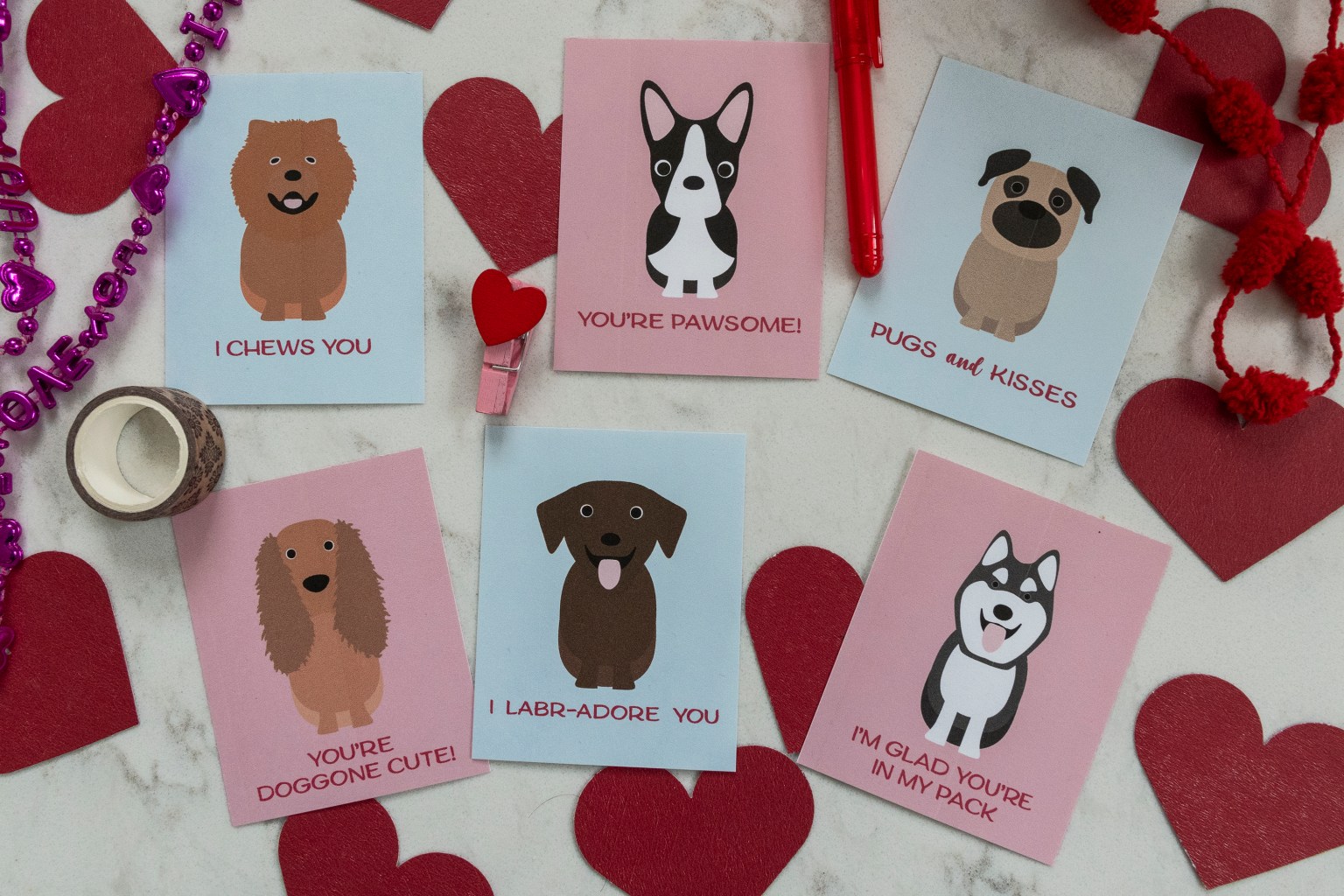 Free Printable Cute Dog Valentine Cards Faking It Fabulous