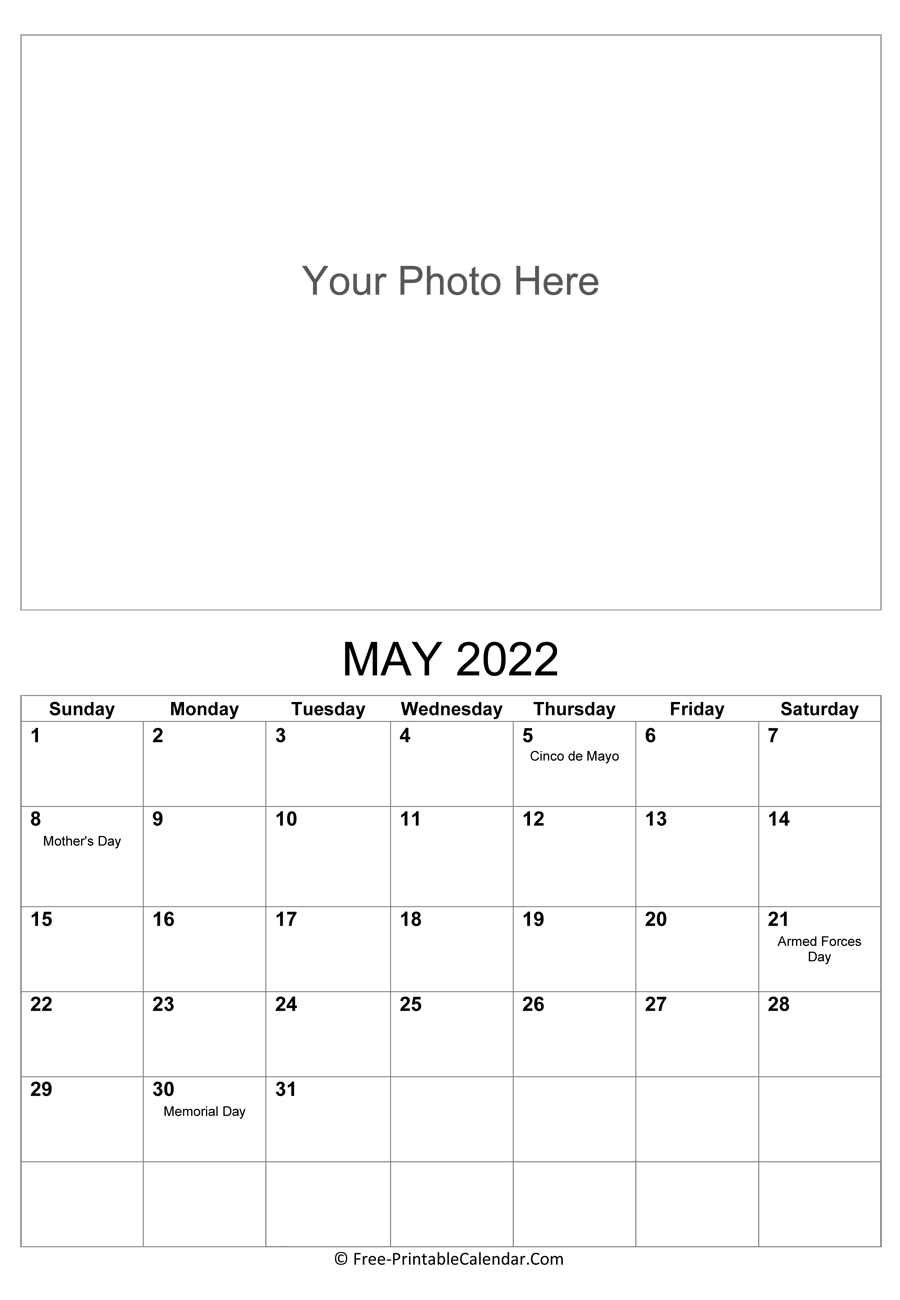 2022 Calendar Printable Portrait Free Letter Template