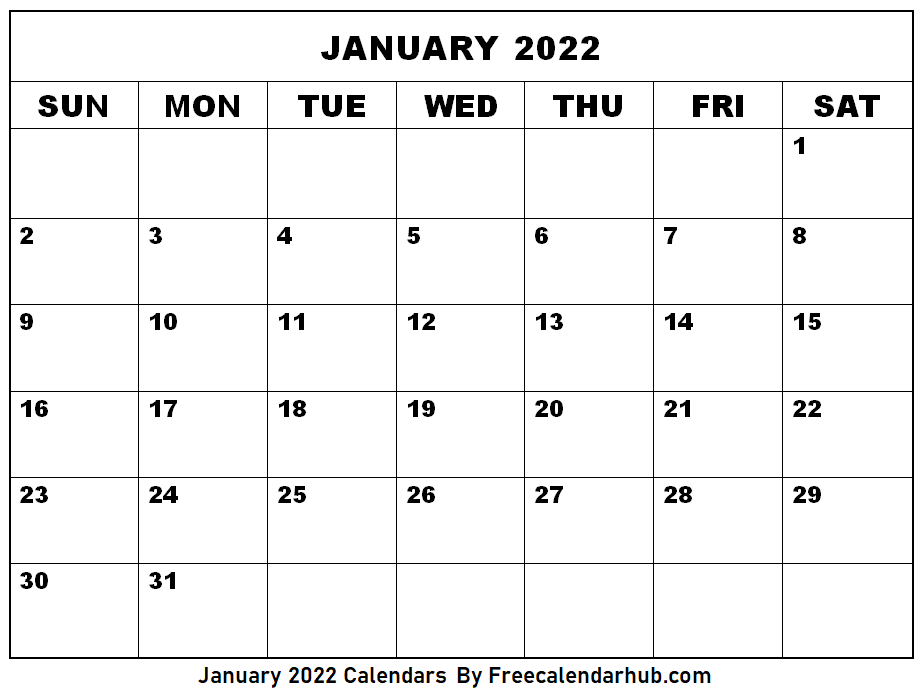 Free Printable January 2022 Calendars Wiki Calendar January 2022