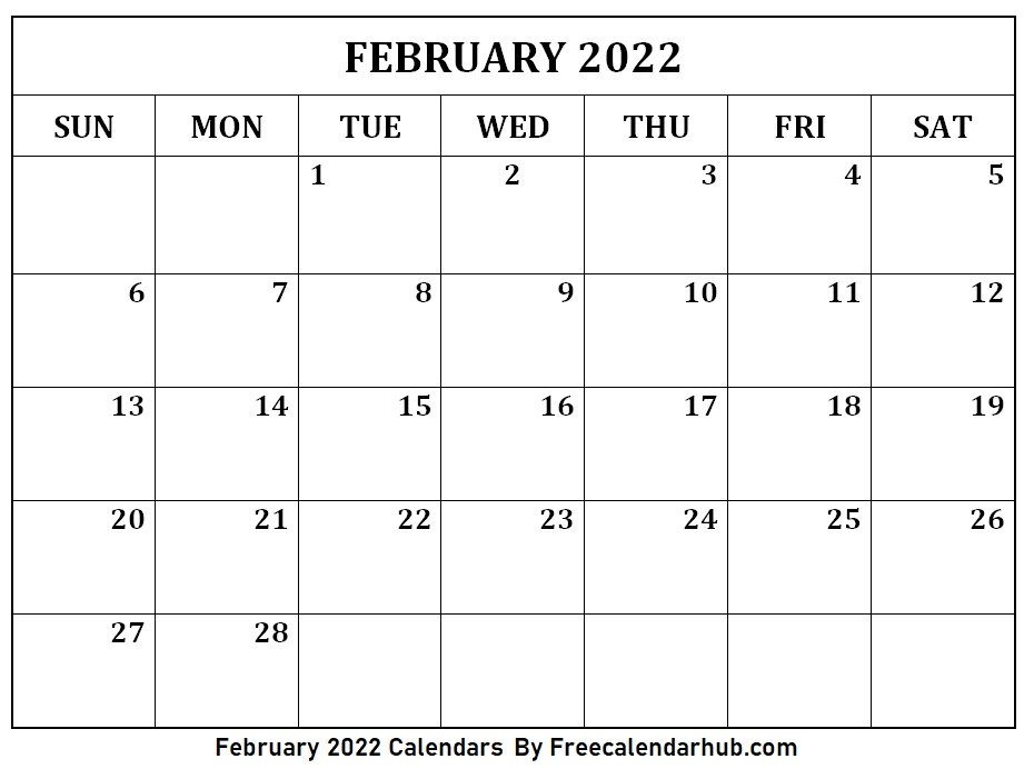 February 2022 Calendar Printable Free Printable Calendars 2022