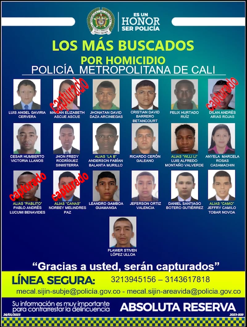 Los Criminales Más Buscados De Cali Y La Región Aparecen En Afiche