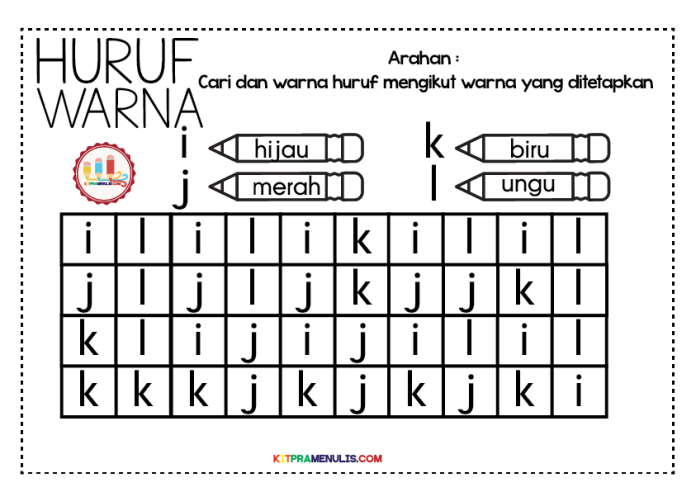 Lembaran Kerja Prasekolah Cari Dan Warna Huruf A Hingga Z Kitpramenulis