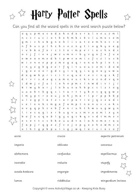 14 Magical Harry Potter Things Word Search Printables