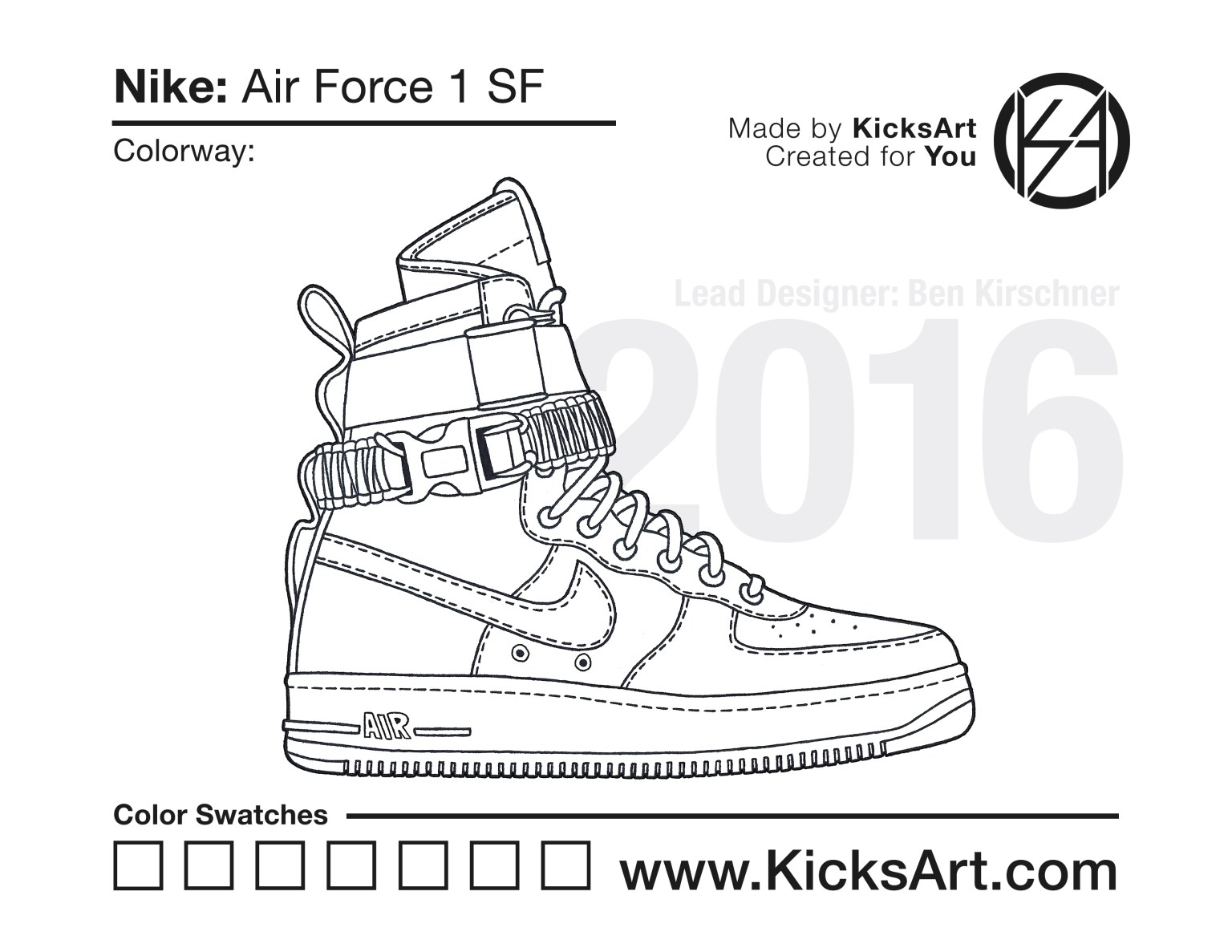 Nike Air Force 1 Sf Sneaker Coloring Pages Created By Kicksart