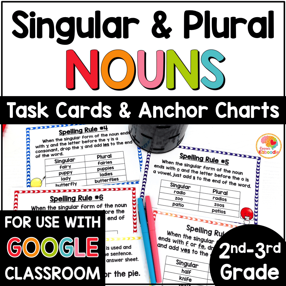 Singular And Plural Nouns Anchor Charts And Task Cards