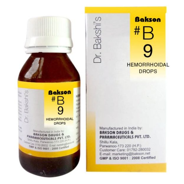 Dr Bakshi Bakson B9 Hemorrhoidal Drops Homeopathy For Anal Fissure